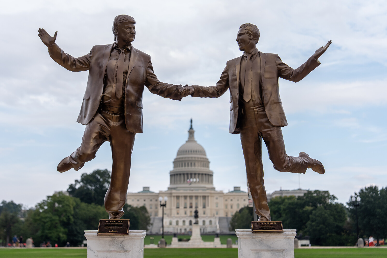 Trump and Epstein Statue Erected Near White House Sparks Debate ...